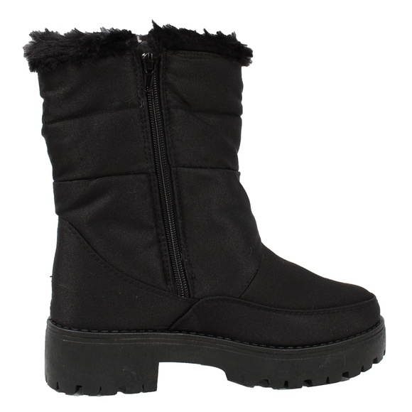 BAMBOO | Shoes | Black Puffer Nylon Fabric Mid Calf Winter Boot | Poshmark